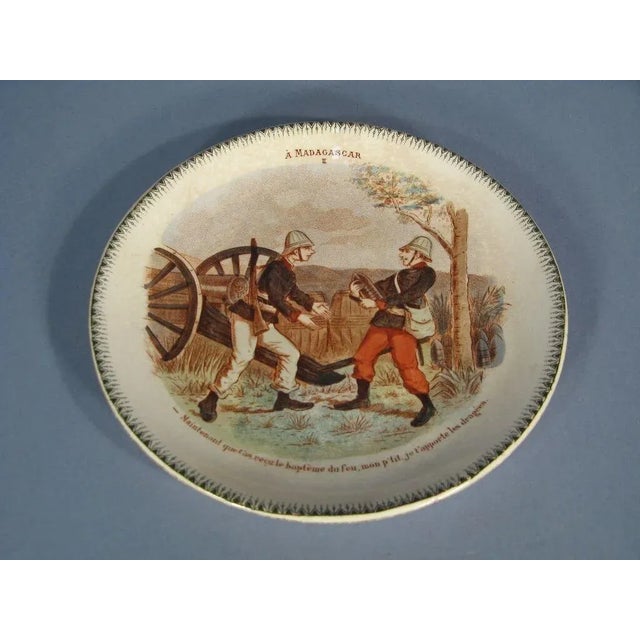 Antique French Hb Faience Decorative Plate Commemorating the Madagascar ...