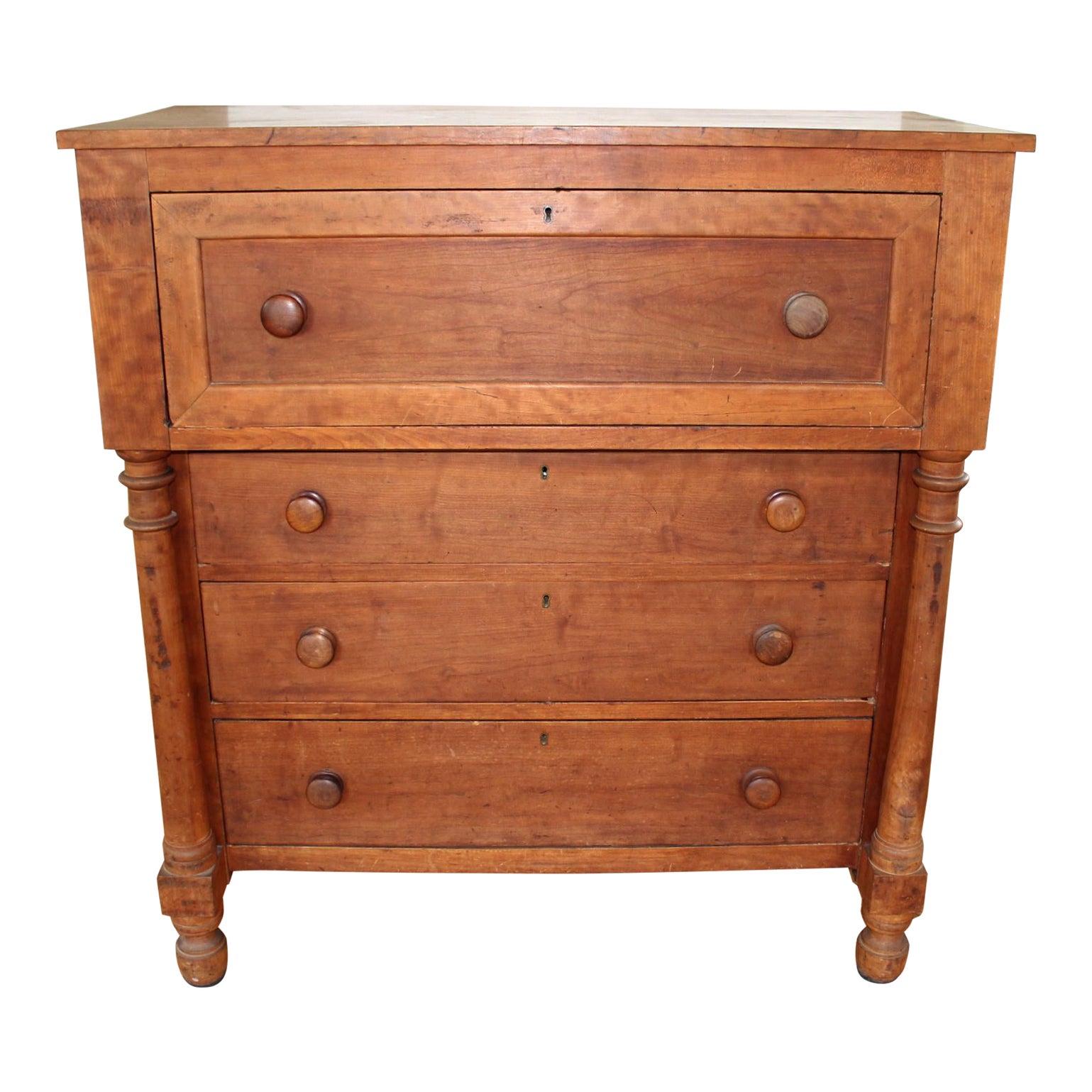 Early 20th Century Early American Empire Style Cherry Secretary with ...