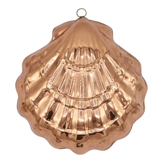 Large Vintage Copper Clam Shell Hanging Mold | Chairish