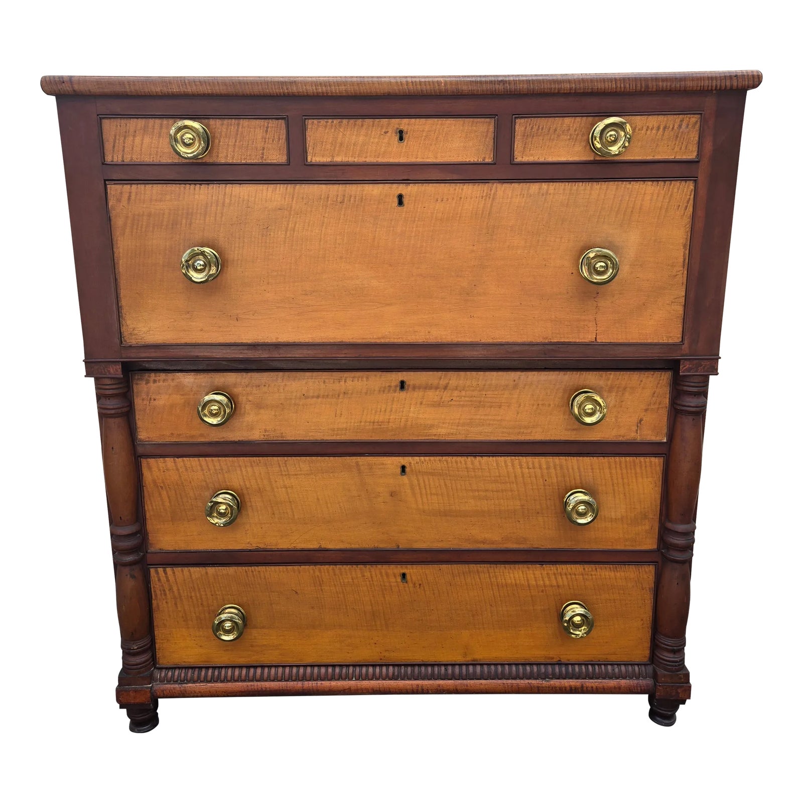 Early 19th Century American Federal Cherry and Tiger Maple Dresser ...