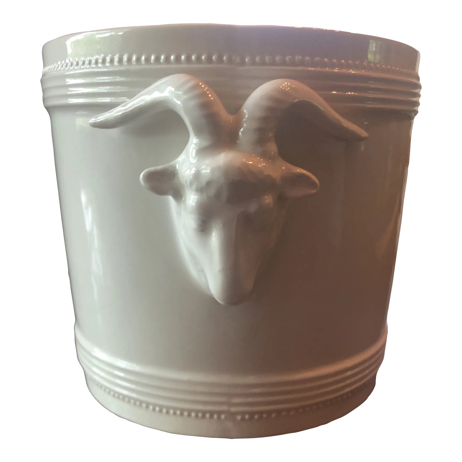 Vintage Porcelain Ram Head Planter, Italy | Chairish
