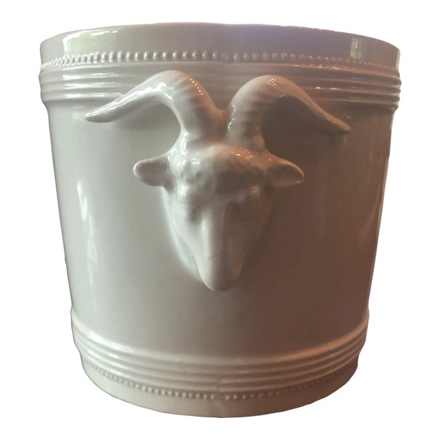 Vintage Porcelain Ram Head Planter, Italy | Chairish