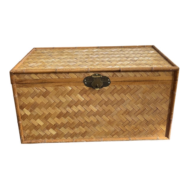 1950s Woven Rattan Chest | Chairish