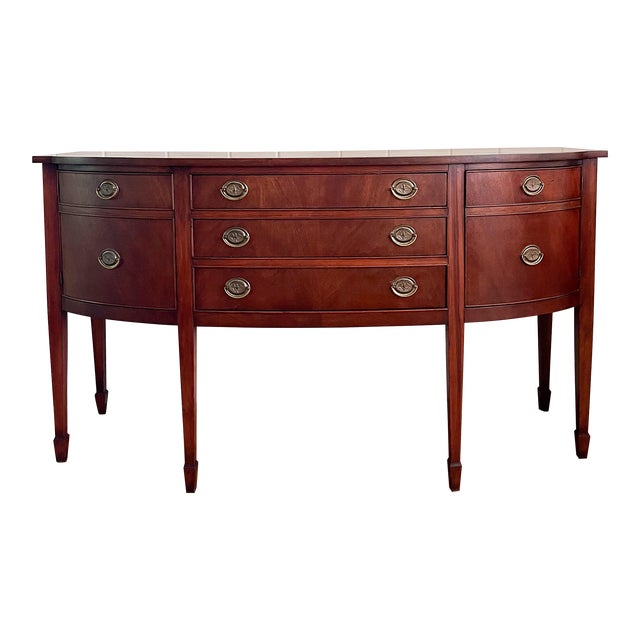 Hepplewhite Style Walnut Bow Front Sideboard | Chairish