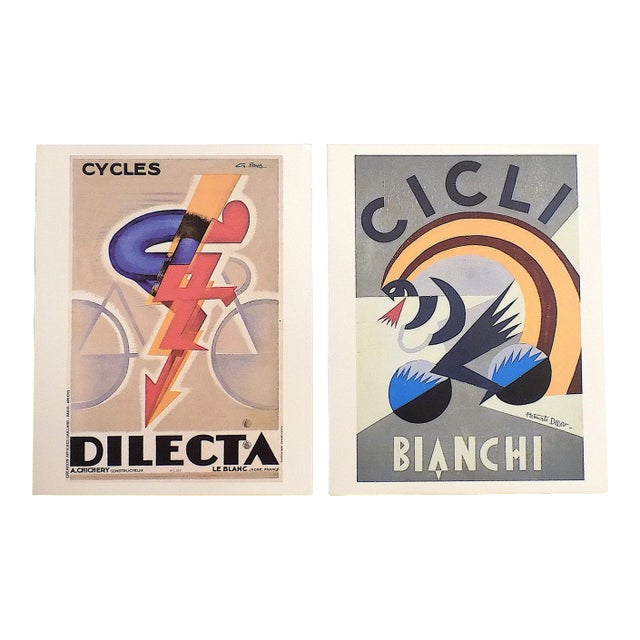 Vintage Cycling Poster Lithographs - a Pair | Chairish