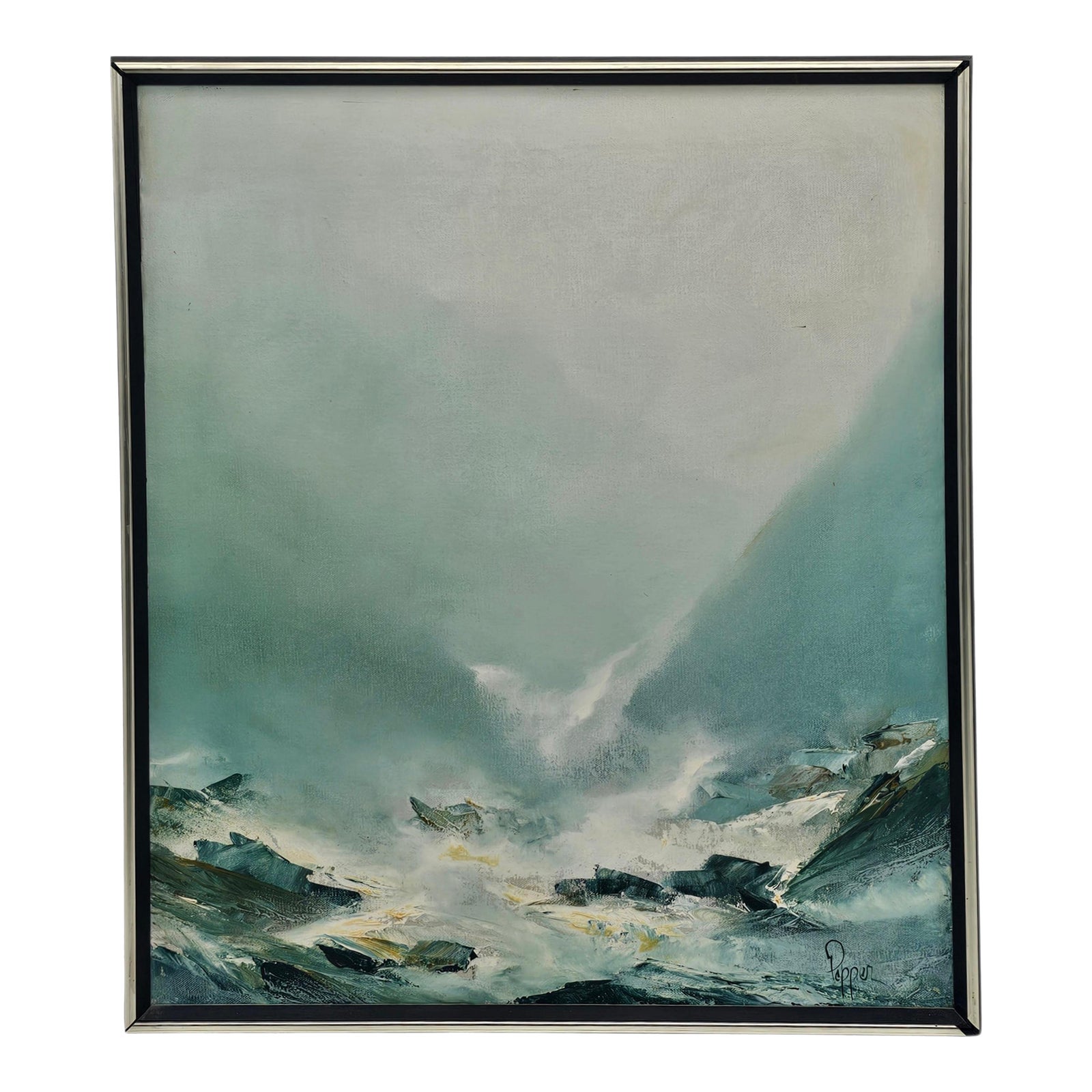 Bob Pepper “White Water” Modernist Coastal Seascape Oil on Canvas, 22 ...