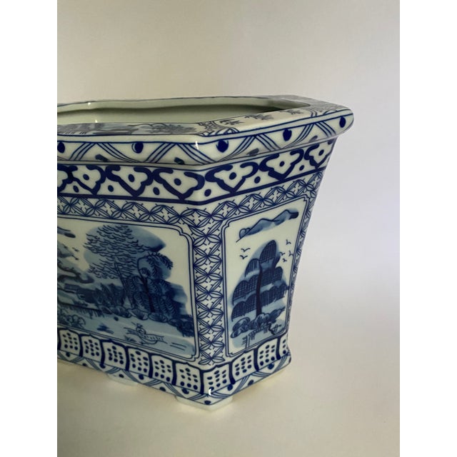 Blue & White Chinoiserie Cachepot | Chairish