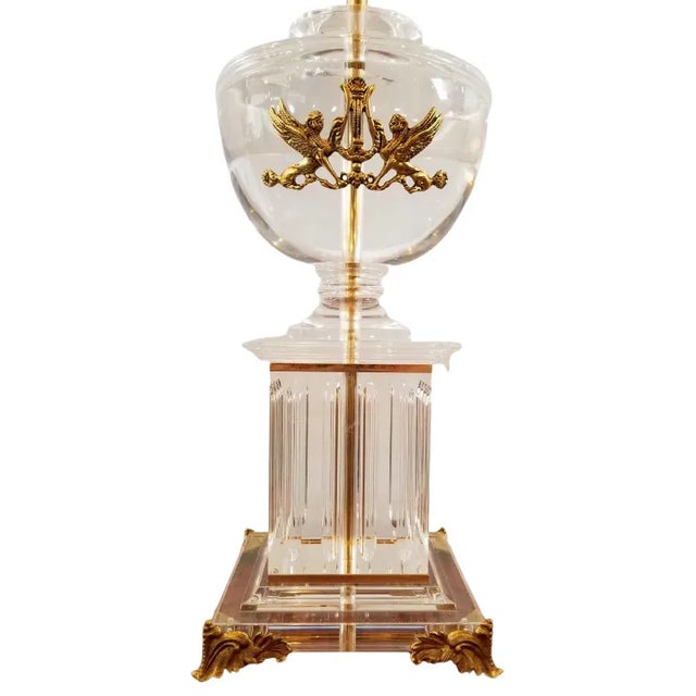Postwar Table Lamp | Neoclassic Greek Revival Lucite and Gilt With ...