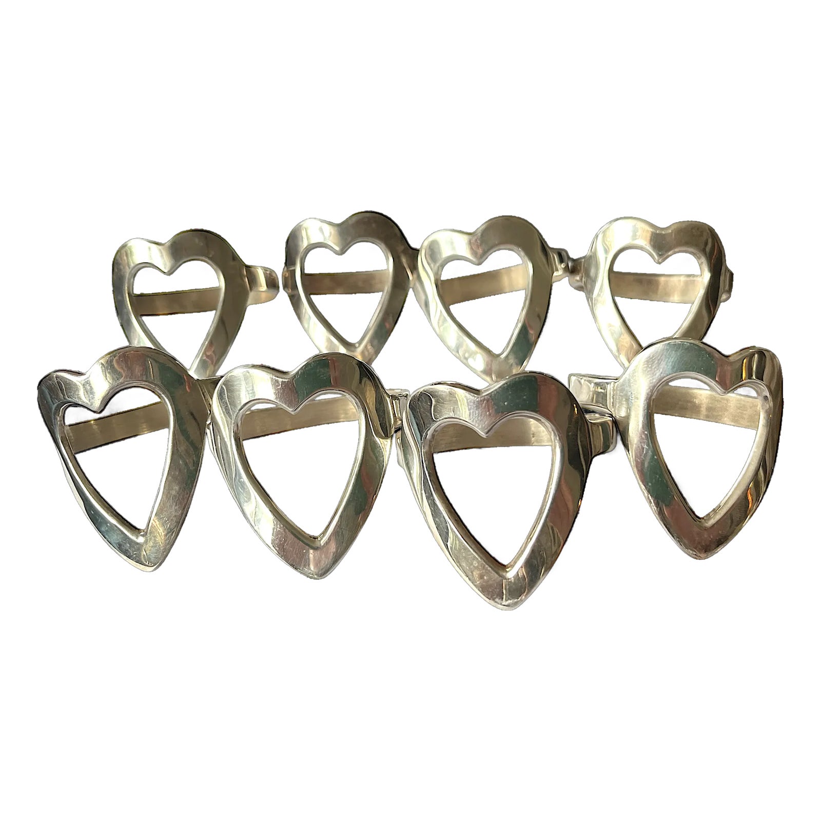 Vintage Silver-Plated Open Heart Napkin Rings- Set of 8 | Chairish