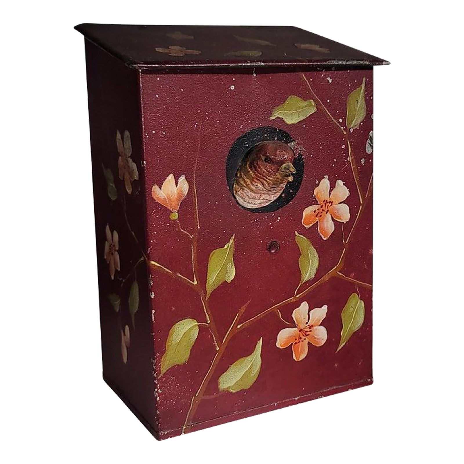 19Thc Original Hand Painted Tole Box W/ Bird | Chairish