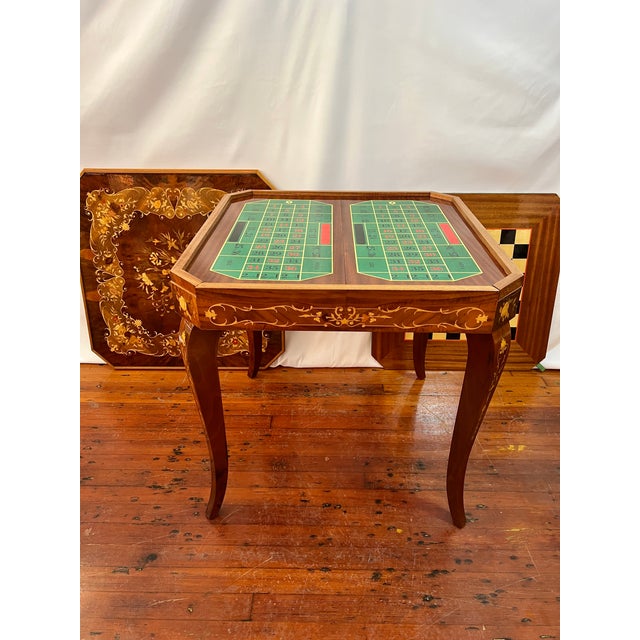 1960s Italian Inlaid Wood Multi Game Table With Roulette, Checkers ...