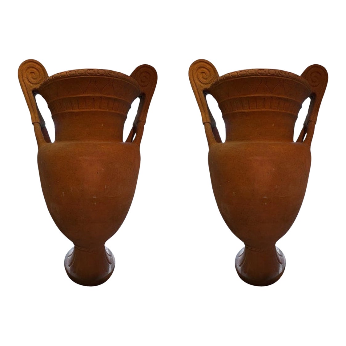 Monumental Italian Terracotta Urns - Set of 2 | Chairish