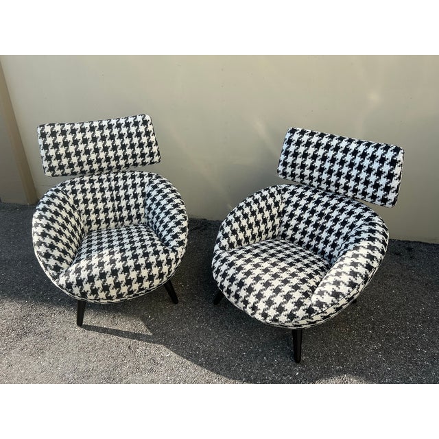 Natuzzi Italia Houndstooth Natuzzi Italia Luna Armchairs | Chairish