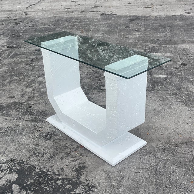 Vintage Coastal Plaster Console Table | Chairish