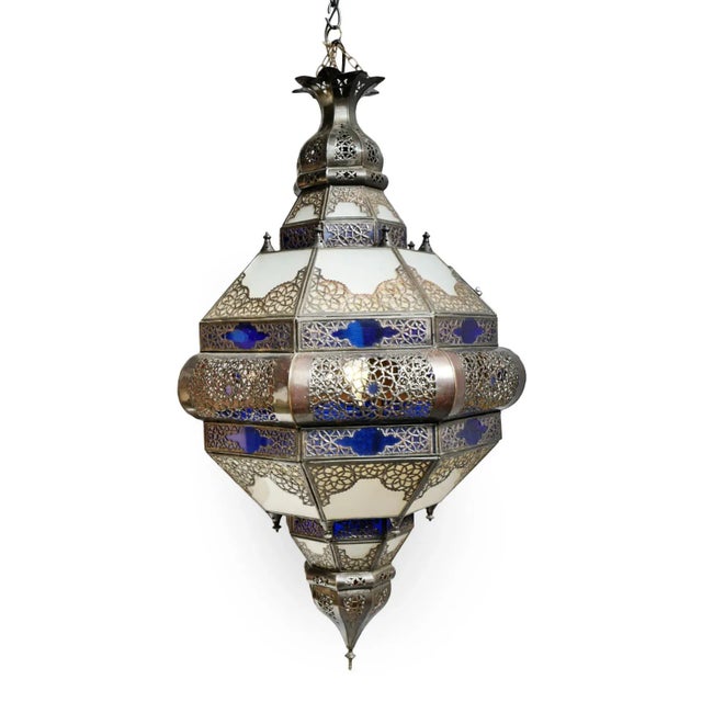 Blue & White Moroccan Pendant Light | Chairish