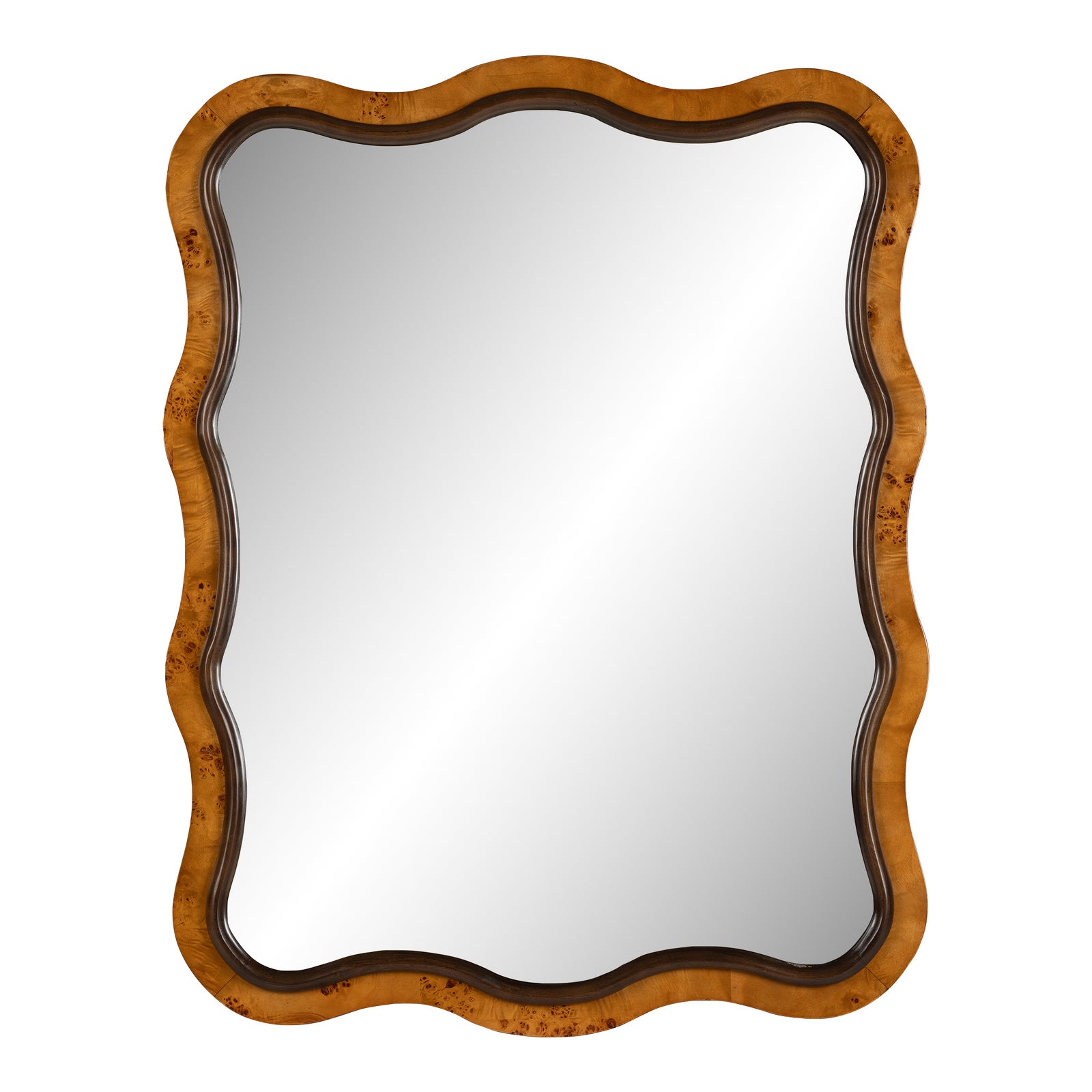 Cooper Classics x Park and Oak Arabella Wavy Burl Wall Mirror | Chairish