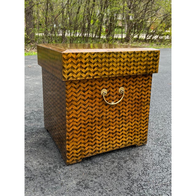 Late 20th Century Vintage Lacquered Decorative Cube Storage Trunk With ...
