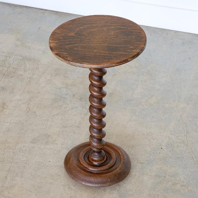 1940s French Twisted Oak Pedestal Table | Chairish
