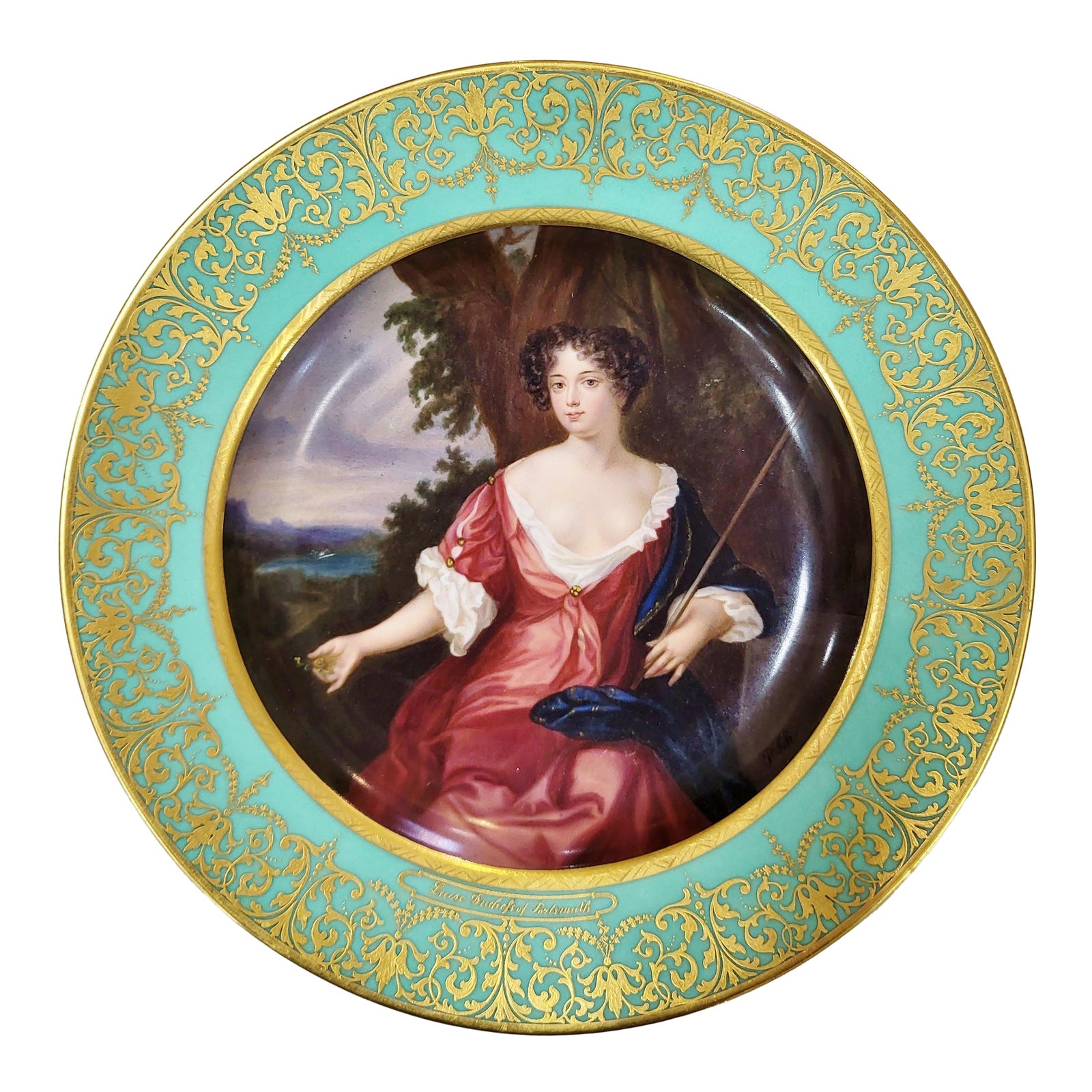 19th C Austrian Porcelain Royal Vienna Plate "Louise Duchess of ...