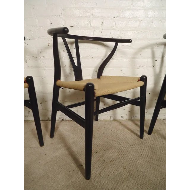 Set of Four Vintage Black Wishbone Style Chairs | Chairish