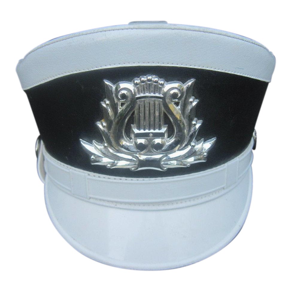 Blue & White Shako Band Hat | Chairish