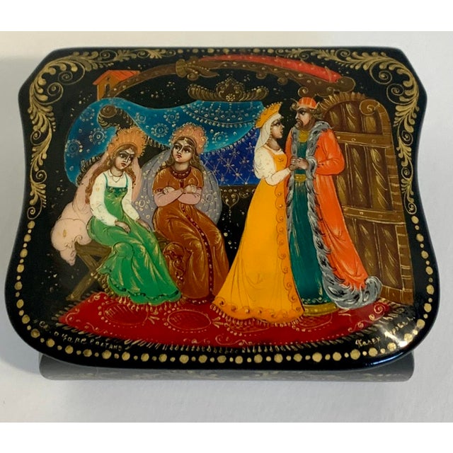 Vintage Hand Painted Russian Lacquer Box, Signed | Chairish