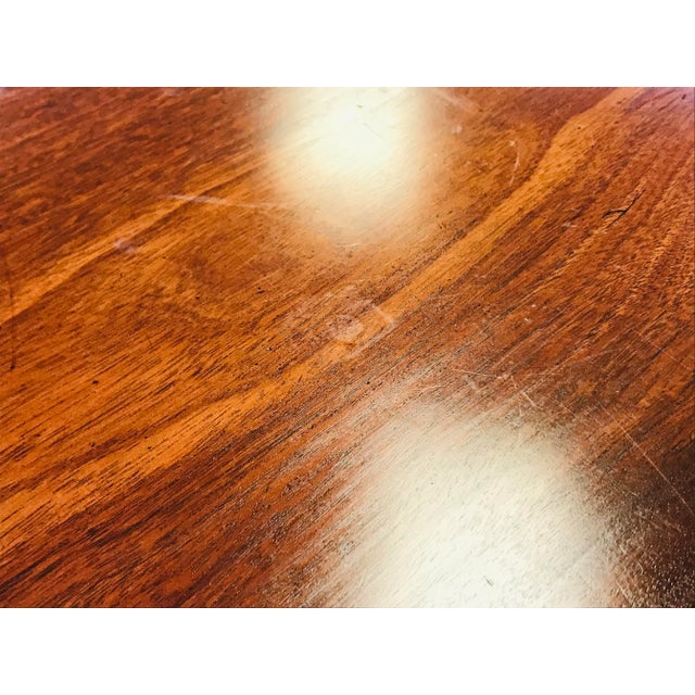 Mahogany & Walnut Square Center Table With Scalloped Corners on Turned ...