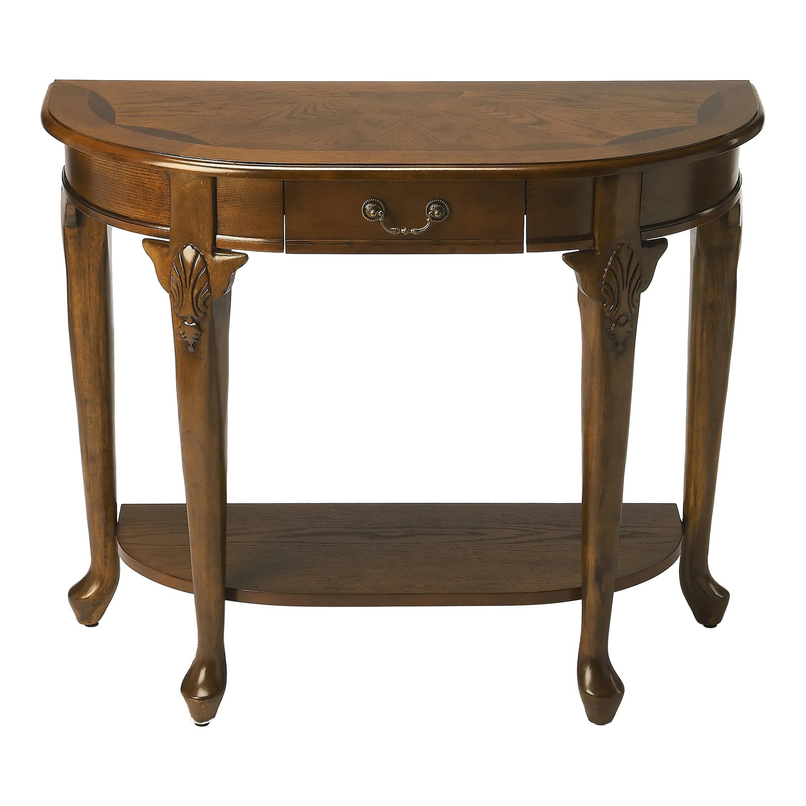 Kimball 36" Demilune Wood Console Table with Storage, Medium Brown ...