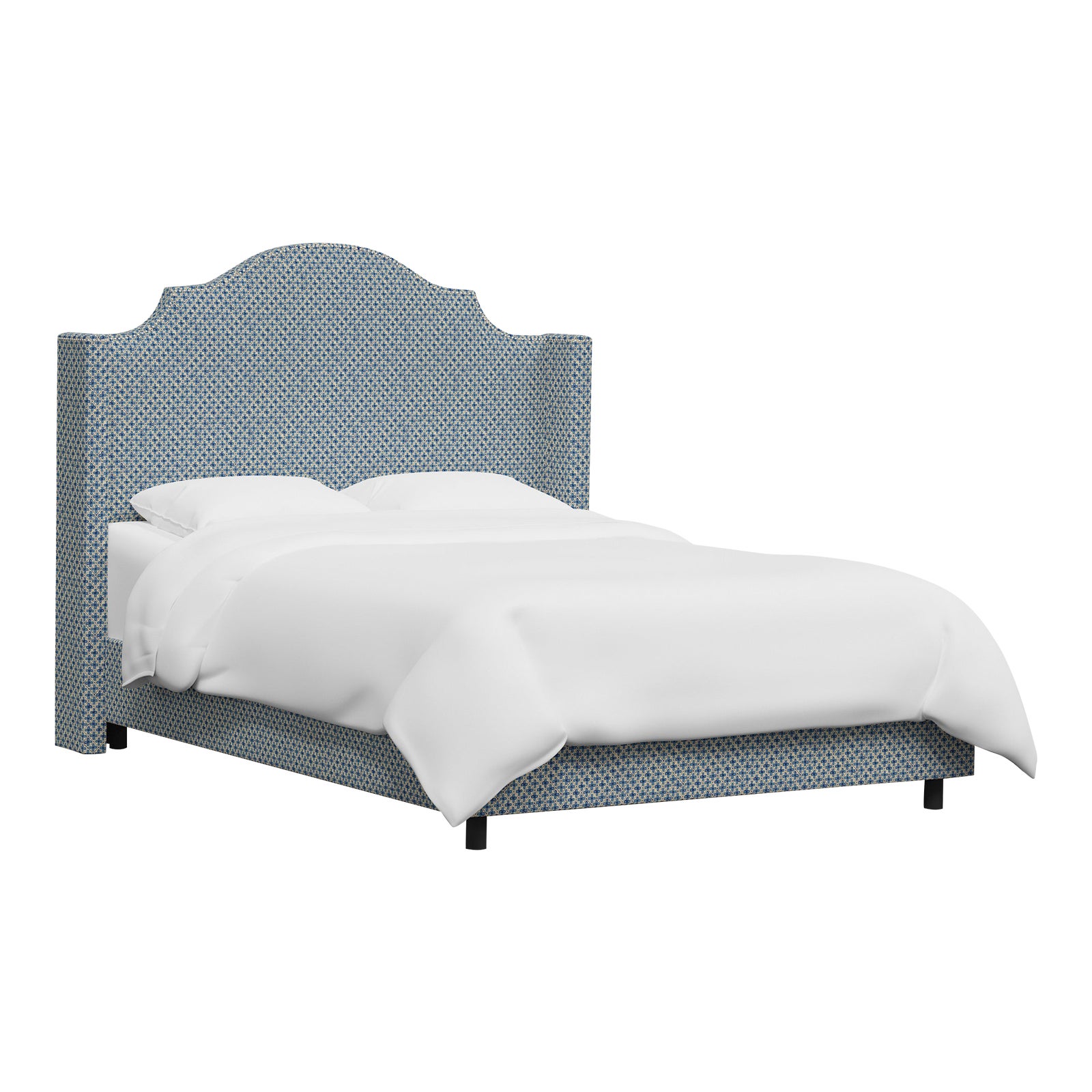 John Robshaw x Cloth & Company King Nail Button Notched Wingback Bed in ...