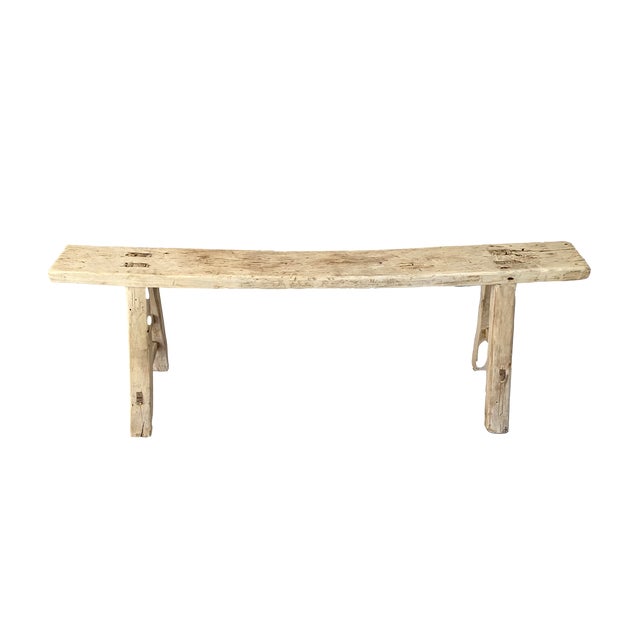Antique Rustic Elm Long Bench | Chairish
