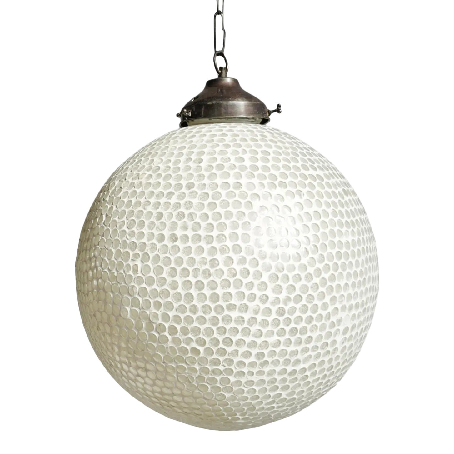 White Mosaic Globe Pendant Light, Large | Chairish