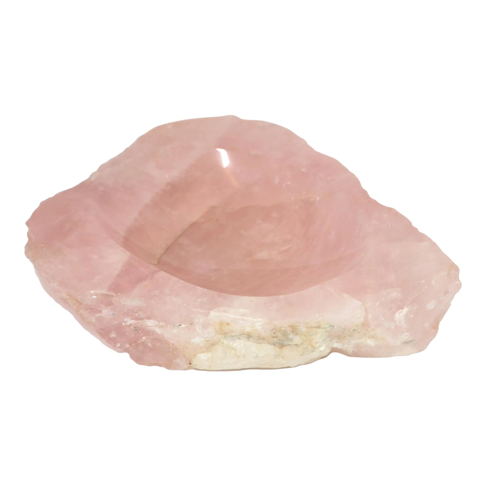 Mid-Century Modern Hand Carved Pink Rock Crystal Catchall Bowl Vide ...