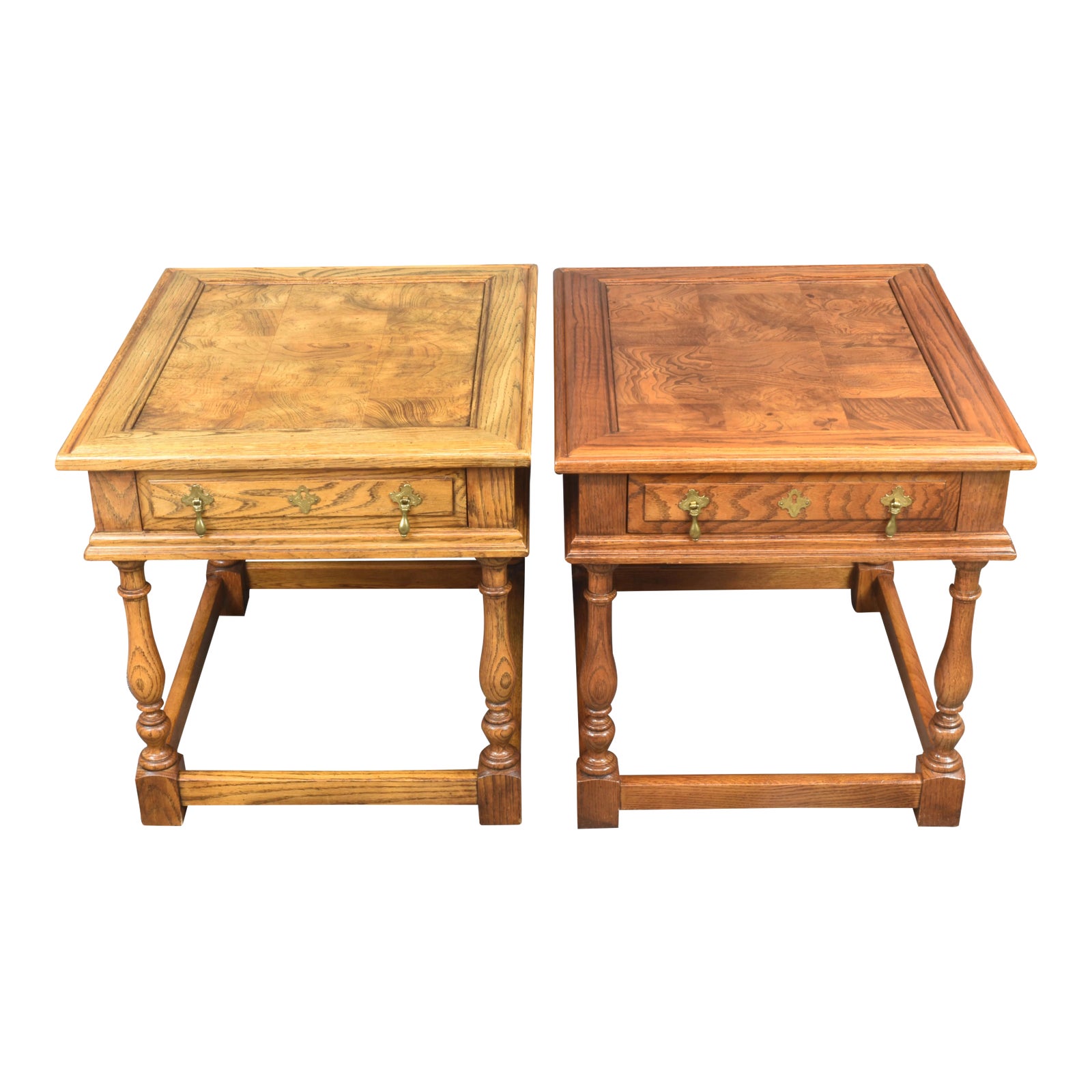 1980s Rustic Country Banded Walnut Accent End Tables by Hekman ...