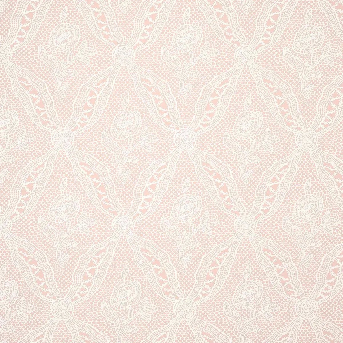 Sample - Schumacher Cosette Lace Wallpaper in Blush | Chairish