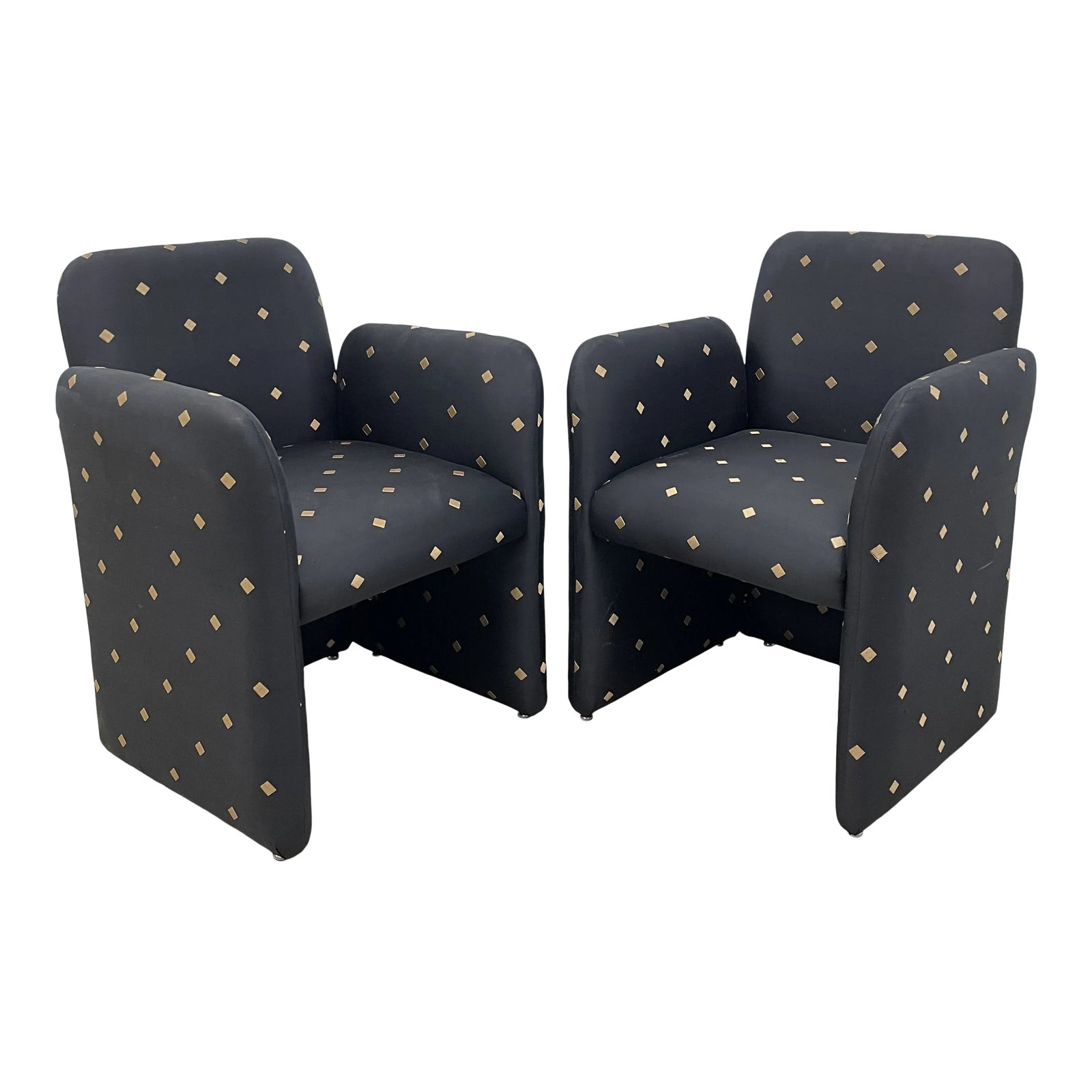 Postmodern Chiclet Club Chairs - a Pair | Chairish