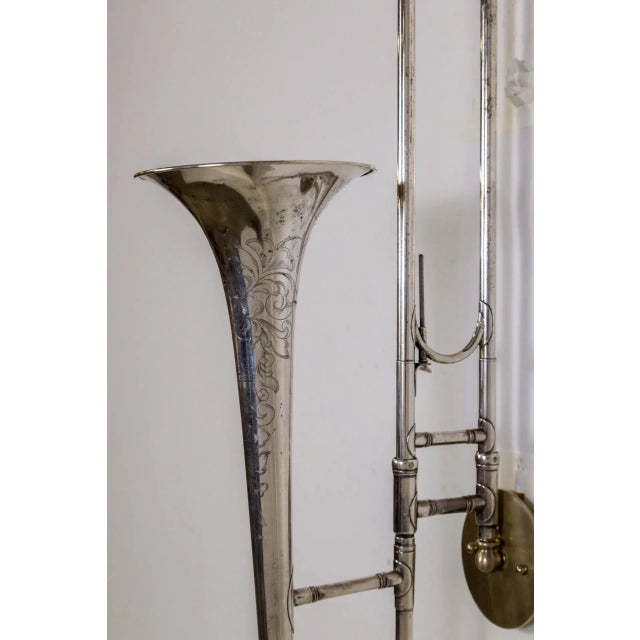 Antique Silver-Plated Olds Trombone as Sconce | Chairish
