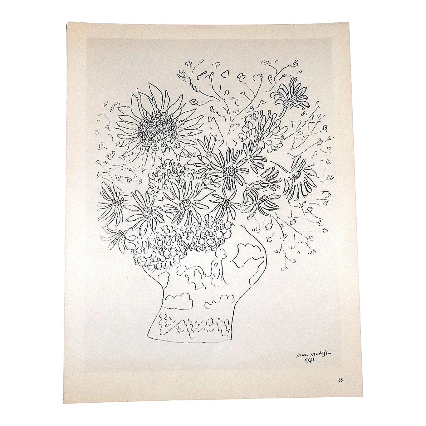 Vintage Signed Henri Matisse Mid 20th Century Modern Abstract Botanic ...