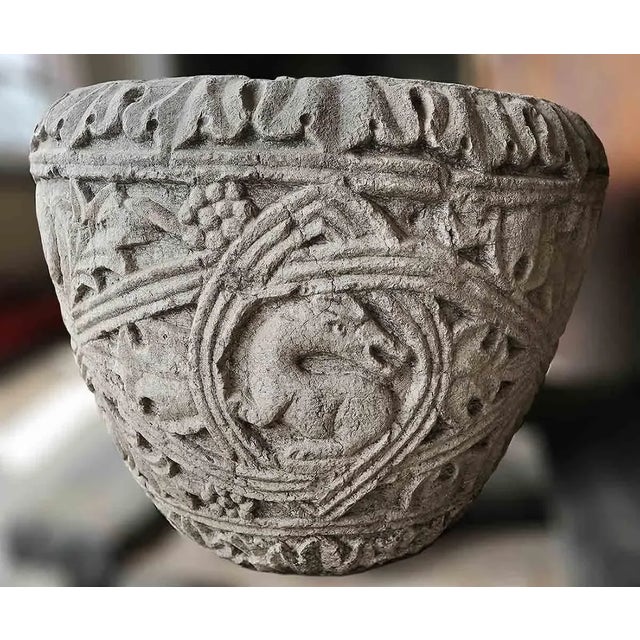 Mid 18th Century Italian Relief Carved Istrian Marble Planter | Chairish