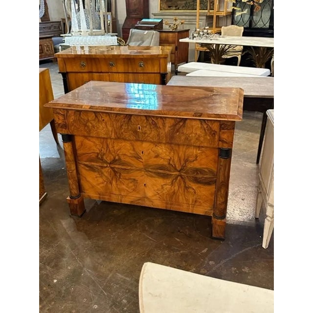 19th Century German Burl Walnut Biedermeier Commode | Chairish