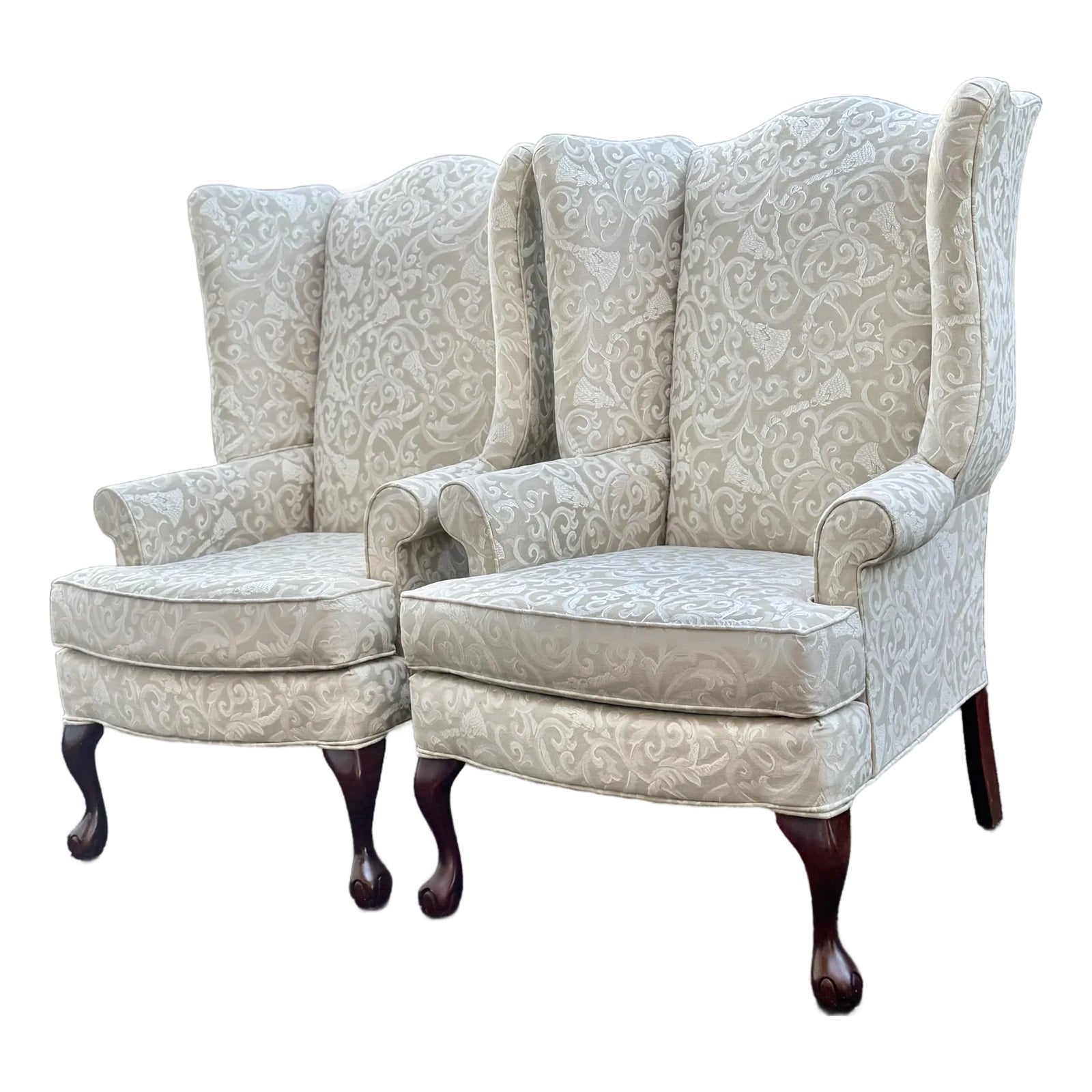 Vintage Adams Pierce High Point Upholstered Wingback Chairs - Set of 2 ...