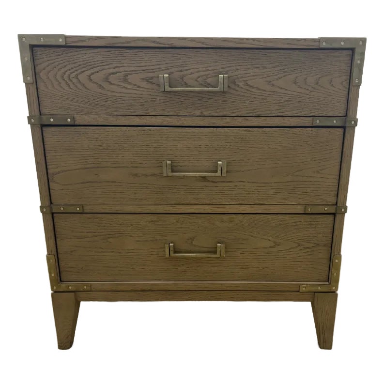 Rh Cayden Campaign Closed Nightstand – 26” Waxed Grey Oak With Pewter ...