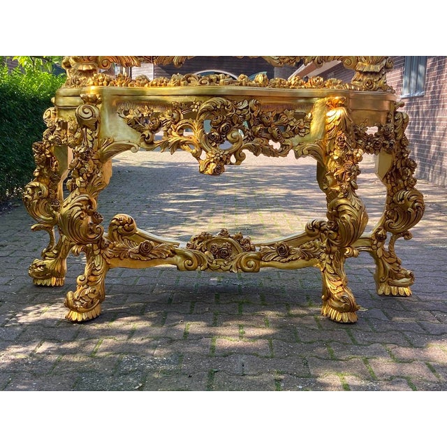 Late 20th Century Baroque / Rococo Style Console Table With Mirror Set ...