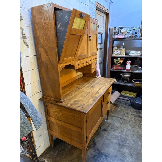 Antique McDougall Oak Hoosier Kitchen Cabinet | Chairish