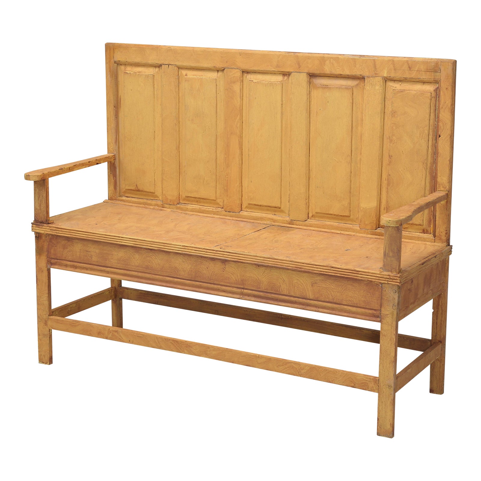 Antique Irish Pine Bench in an Old Scumbled Painted Finish Late 1800's ...