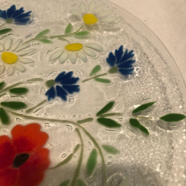 Vintage 1980s Hand Painted Glass Plate | Chairish