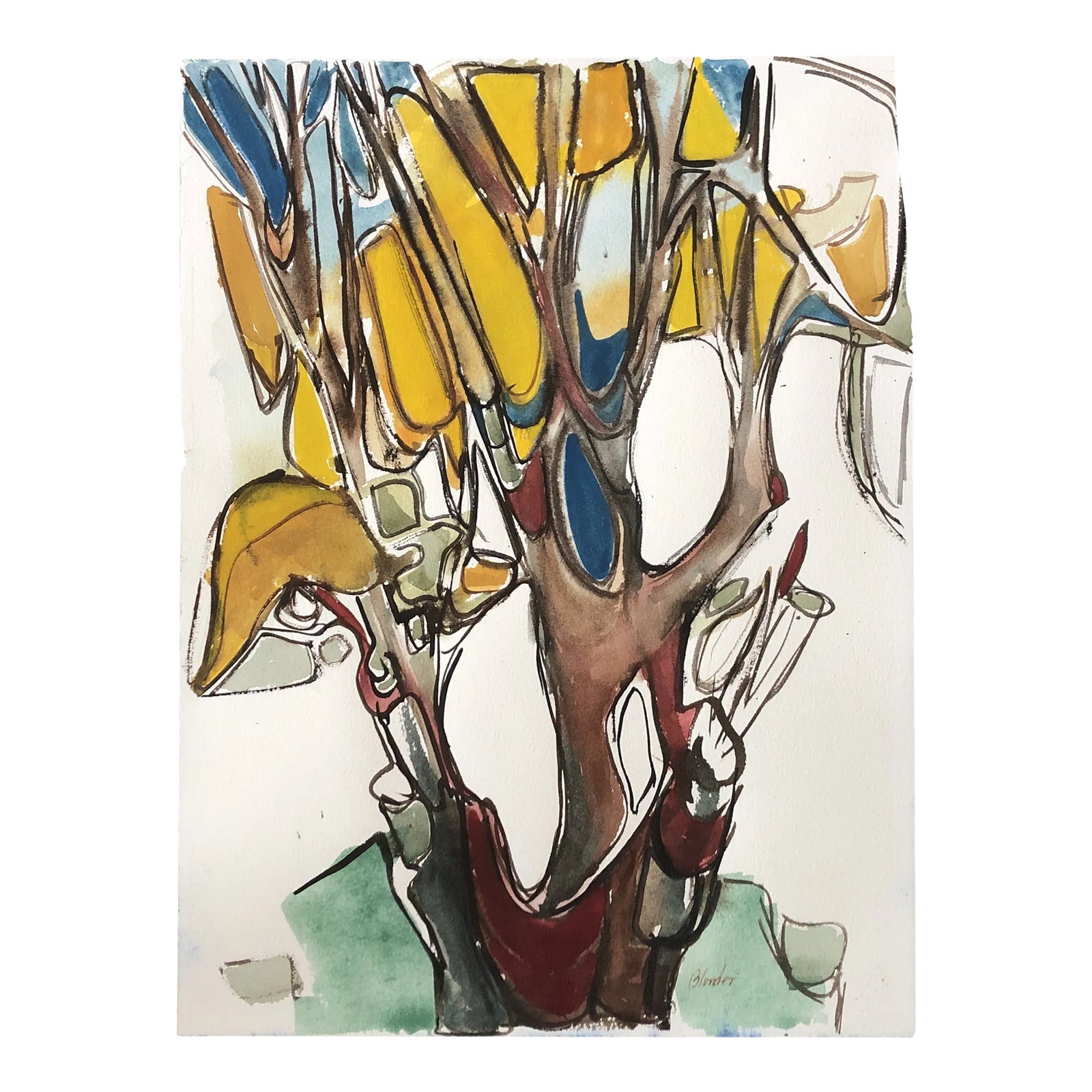 1980’s Vintage Abstract Watercolor Painting “Trapped Sunlight” Signed ...