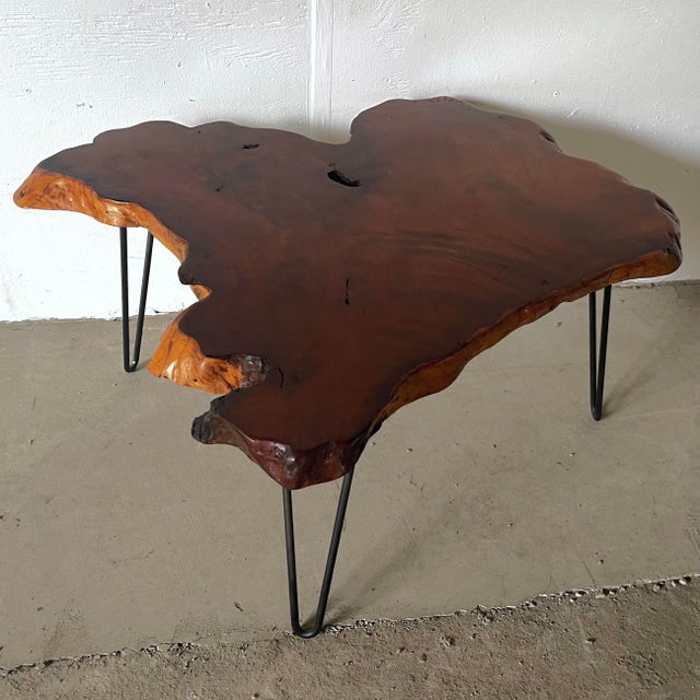 Vintage Modern Rustic Tree Slab Table | Chairish
