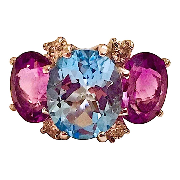 Christina Addison Medium Gum Drop™ Ring With Square Blue Topaz and ...