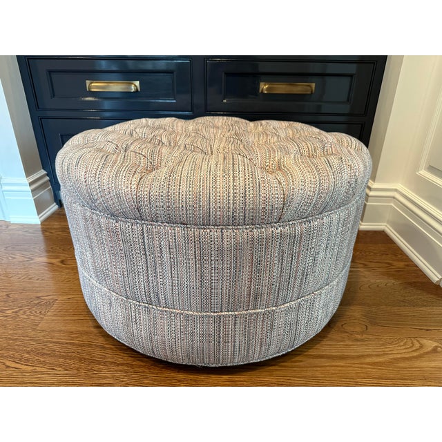 Round Tufted Ottoman, Newly Recovered | Chairish