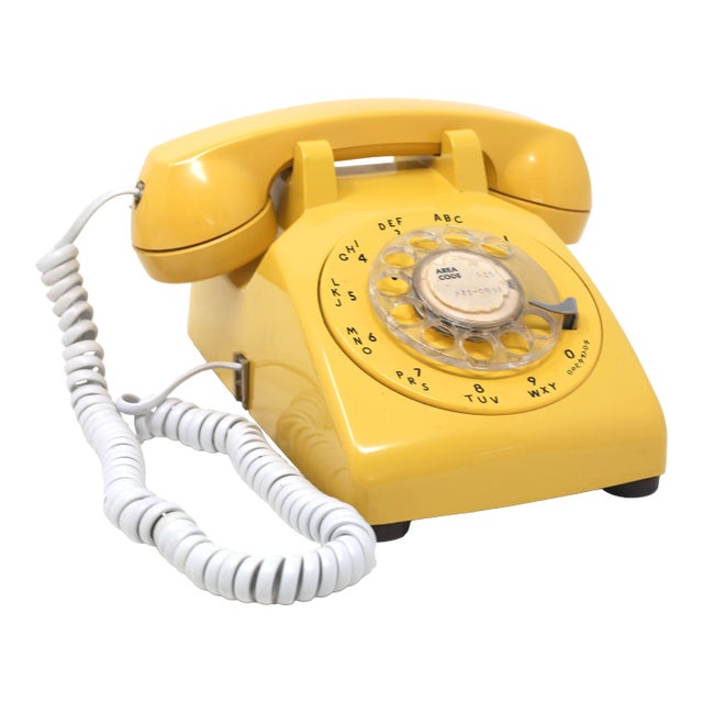 Vintage Yellow Rotary Desk Telephone | Chairish
